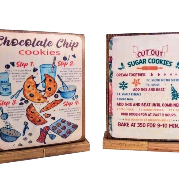 Hand Crafted | Holiday | 2 Pc Set Free Standing Functional Wood Block ...